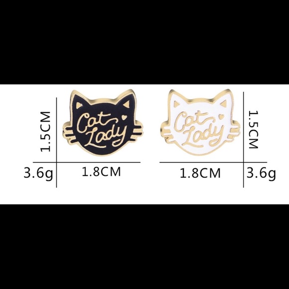 Accessories | 2 Piece Cat Lady Thick Cartoon Enamel Pin Set | Poshmark